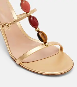 GIANVITO ROSSI Embellished Metallic Leather Sandals