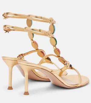GIANVITO ROSSI Embellished Metallic Leather Sandals