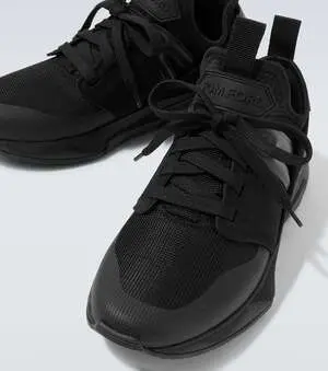 TOM FORD Jago Leather-trimmed Sneakers - Black