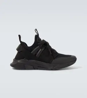 TOM FORD Jago Leather-trimmed Sneakers - Black