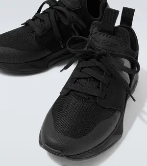 TOM FORD Jago Leather-trimmed Sneakers - Black
