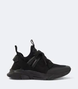 TOM FORD Jago Leather-trimmed Sneakers - Black