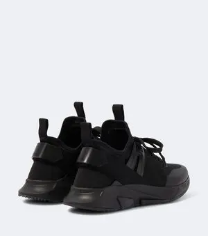 TOM FORD Jago Leather-trimmed Sneakers - Black