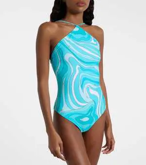 Emilio Pucci Marmo Halterneck Swimsuit