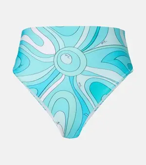 Emilio Pucci Marmo High-rise Bikini Bottoms - Blue