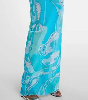 Emilio Pucci Orchidee Sheer Maxi Dress - Blue