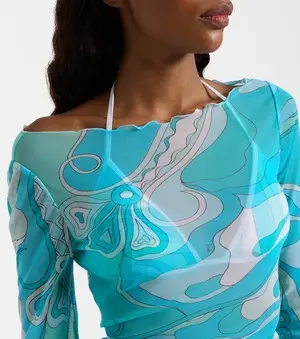 Emilio Pucci Orchidee Sheer Maxi Dress - Blue