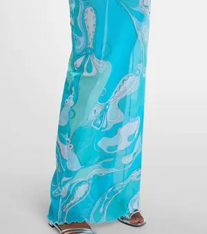 Emilio Pucci Orchidee Sheer Maxi Dress - Blue
