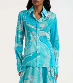 Emilio Pucci Orchidee Cotton Shirt - Blue