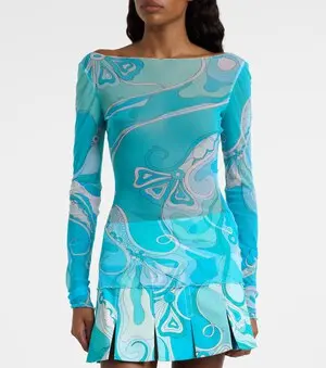 Emilio Pucci Orchidee Sheer Top - Blue