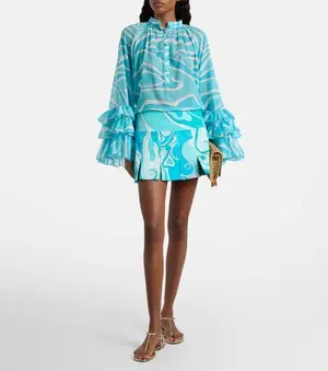 Emilio Pucci Marmo Ruffled Cotton Blouse