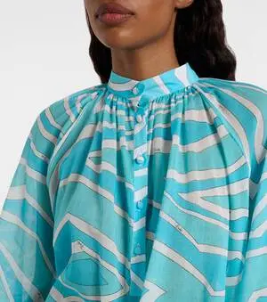 Emilio Pucci Marmo Ruffled Cotton Blouse