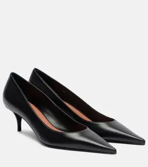 Amina Muaddi Barbara 55 Leather Pumps - Black