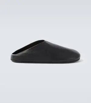 THE ROW Hudson Leather Mules - Black