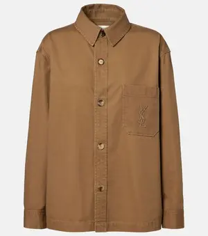 Saint Laurent Cassandre Cotton And Linen Overshirt - Brown