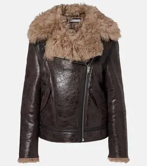 Acne Studios Shearling-trimmed Leather Jacket - Grey