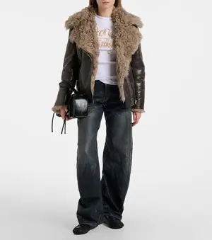 Acne Studios Shearling-trimmed Leather Jacket - Grey