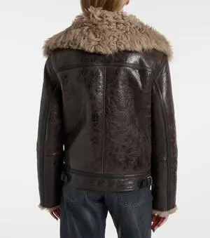 Acne Studios Shearling-trimmed Leather Jacket - Grey