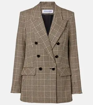 Veronica Beard Rhys Houndstooth Double-breasted Blazer - Black