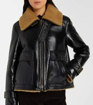 Veronica Beard Danika Shearling-lined Leather Jacket - Black
