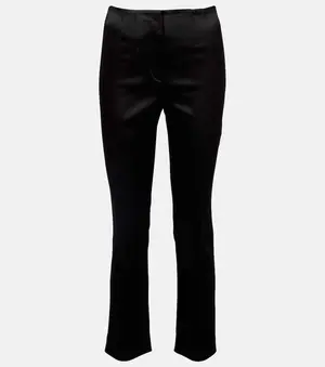 Veronica Beard Stila Cropped High-rise Satin Slim Pants - Black