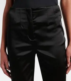 Veronica Beard Stila Cropped High-rise Satin Slim Pants - Black
