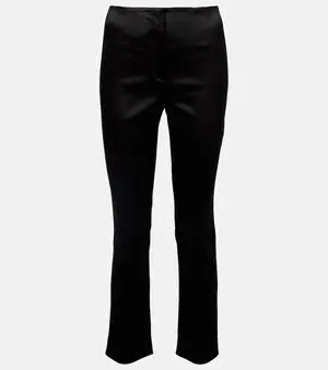 Veronica Beard Stila Cropped High-rise Satin Slim Pants