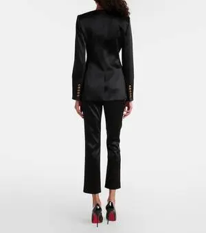 Veronica Beard Stila Cropped High-rise Satin Slim Pants