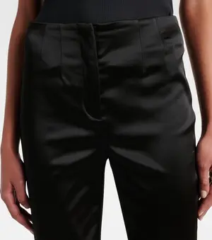 Veronica Beard Stila Cropped High-rise Satin Slim Pants