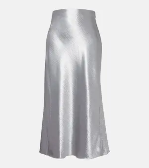 Tory Burch Satin Midi Skirt - Silver