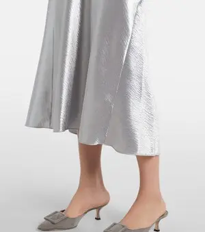 Tory Burch Satin Midi Skirt - Silver