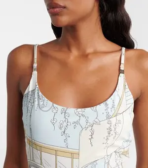 Tory Burch Printed One Piece Swimsuit - Beige