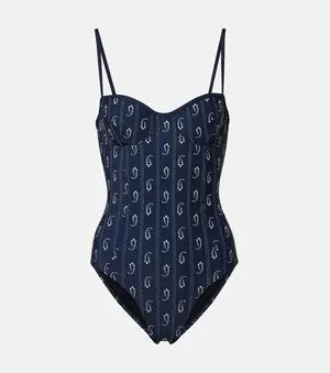 Tory Burch Printed One Piece Swimsuit - Blue