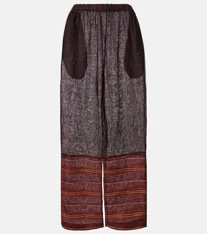 Tory Burch Striped Cropped Linen Pants - Brown