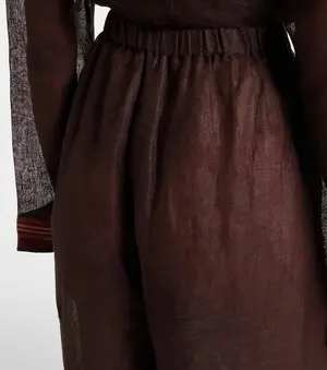 Tory Burch Striped Cropped Linen Pants - Brown