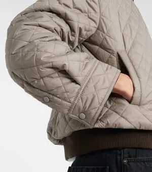 Loewe Anagram Leather-trimmed Quilted Jacket - Grey