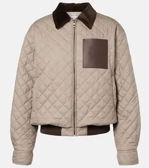 Loewe Anagram Leather-trimmed Quilted Jacket - Grey
