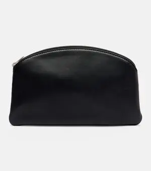 THE ROW Round Leather Coin Purse - Black