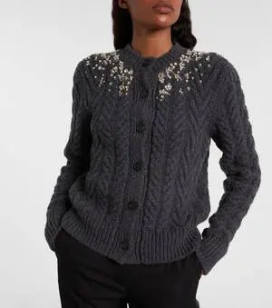 Alexander McQueen Embellished Wool And Cashmere Cardigan
