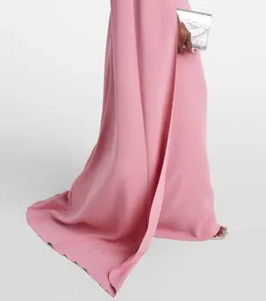 Oscar De La Renta Caped Silk-blend Georgette Gown