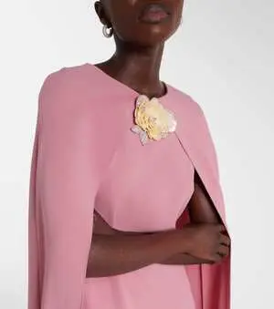 Oscar De La Renta Caped Silk-blend Georgette Gown
