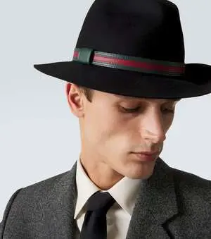 Gucci Web Stripe Wool Panama Hat