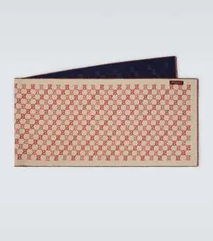 Gucci Gg Reversible Wool Jacquard Scarf - Blue