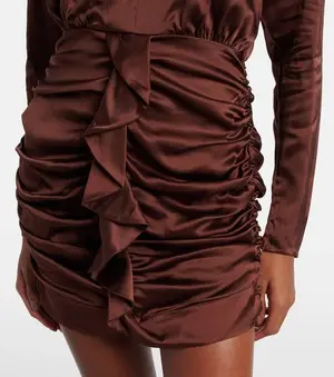 Poupette St Barth Ruffled Satin Mini Dress
