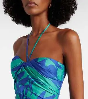 Poupette St Barth Collina Printed Strapless Midi Dress - Blue
