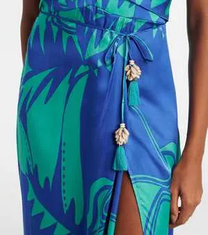 Poupette St Barth Collina Printed Strapless Midi Dress - Blue