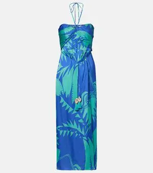 Poupette St Barth Collina Printed Strapless Midi Dress - Blue
