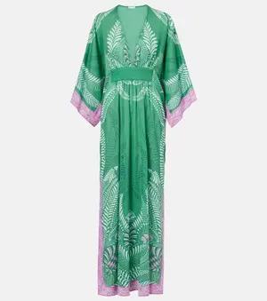 Poupette St Barth Sol Printed Cotton Kaftan - Green