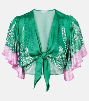 Poupette St Barth Rose Satin Crop Top