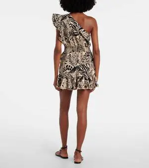 Poupette St Barth Corinne Ruffled Printed Minidress